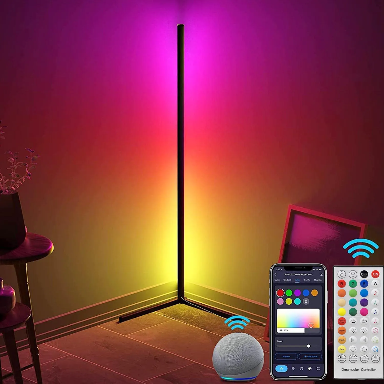 Smart Lamp Corner Alexa Led | Led Corner Floor Lamp Wifi | Smart Home ...