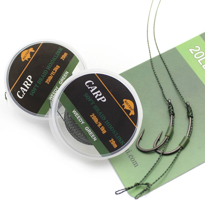 15lb-20lb-25lb-20m-1pcs-Camo-Green-Carp-Fishing-Line-Hooklink-Braided ...