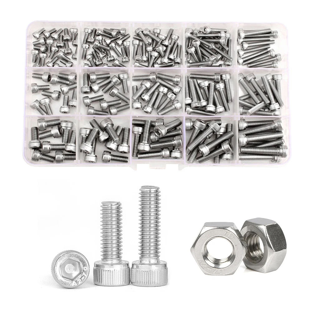 M3 M4 M5 M6 Screw Bolt Nut Assortment Set | 304 Stainless Steel Screw Bolt Nut Set - Screws ...