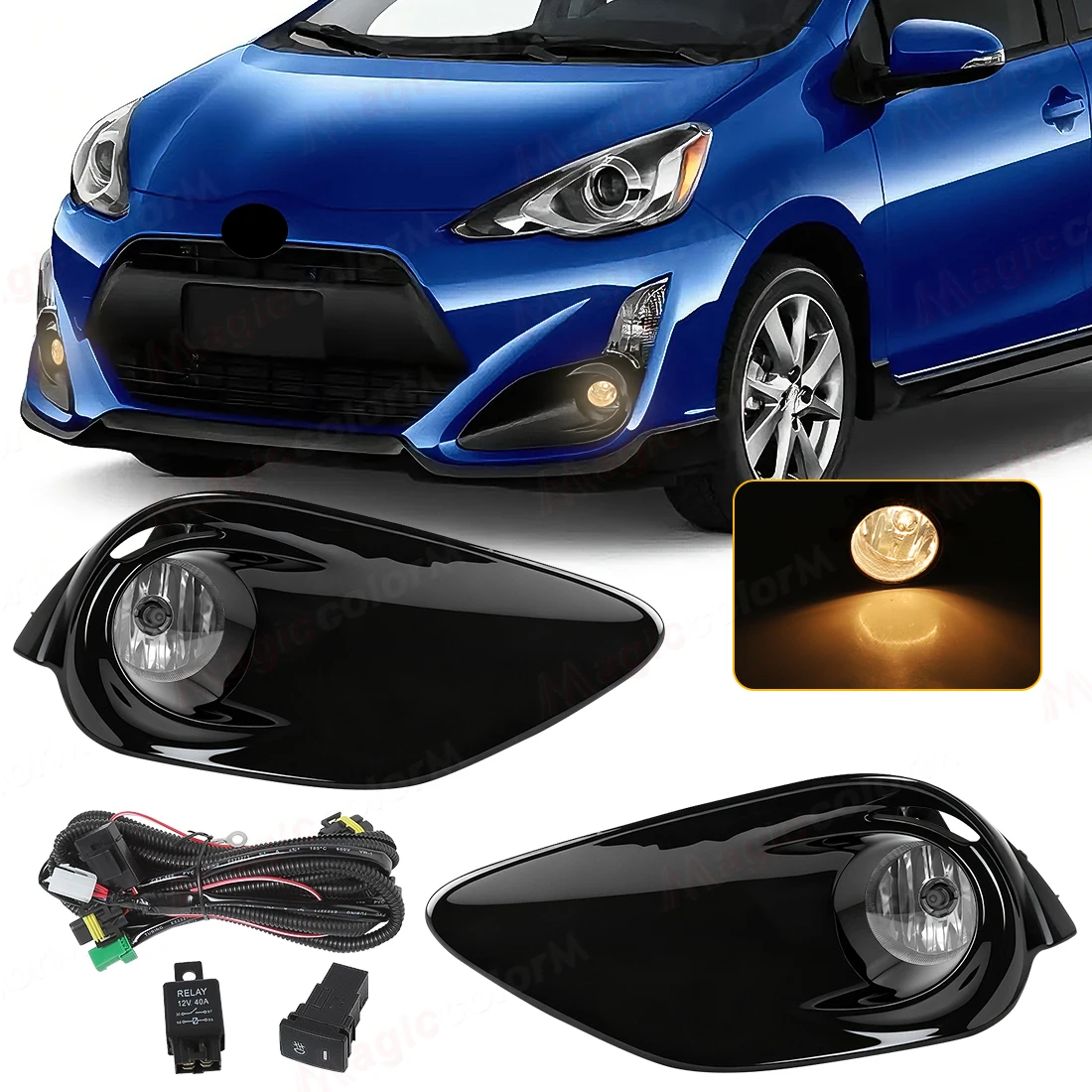 For Toyota Prius C Sport For Aqua Urban 2015 2016 2017 Fog Lamps Car ...