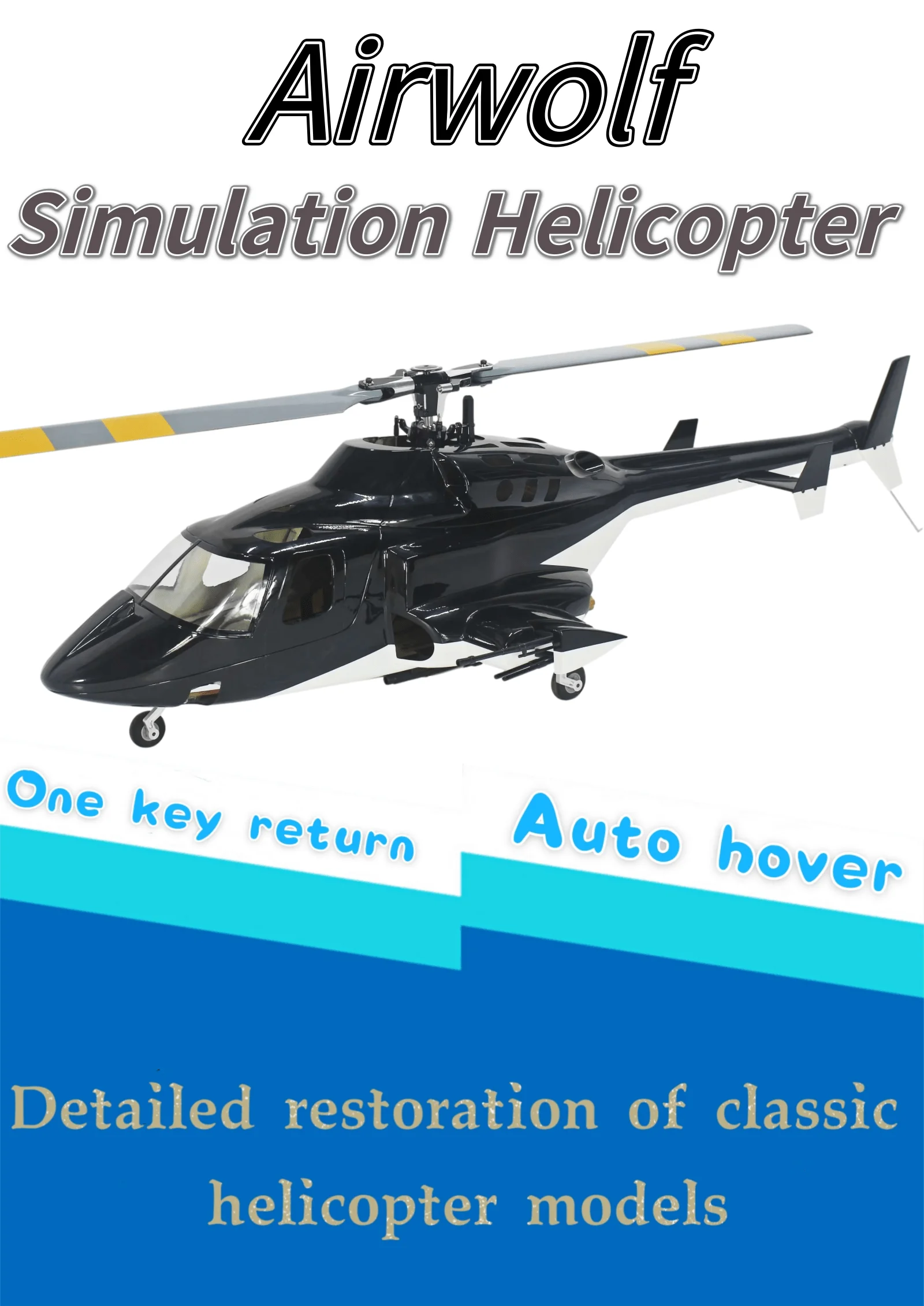 FLISHRC Roban Airwolf 500 Size Helicopter Scale 6CH RC Helicopter GPS ...