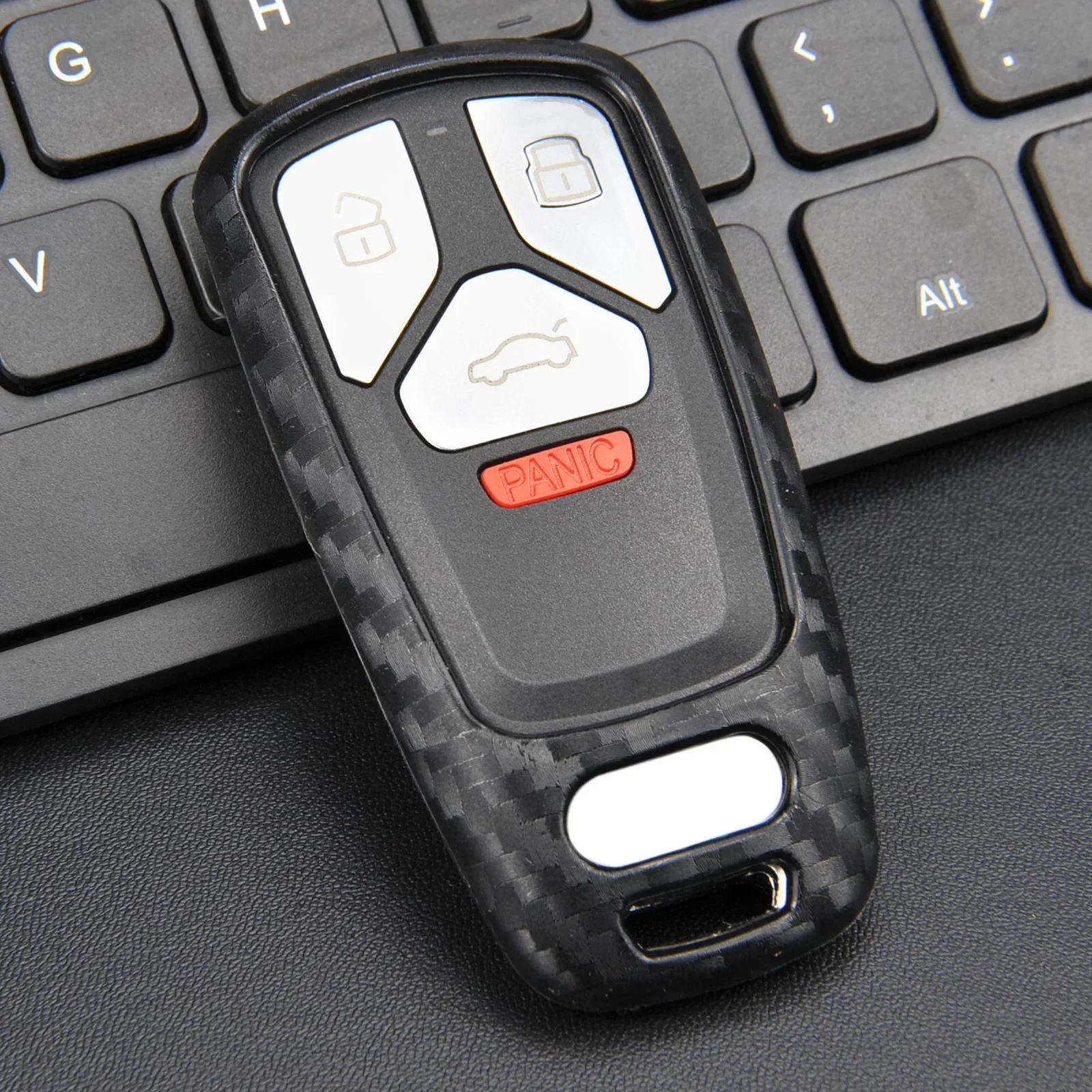 Silicone Carbon Fiber Car Smart Key Fob Chain Case Cover For Audi A4 ...