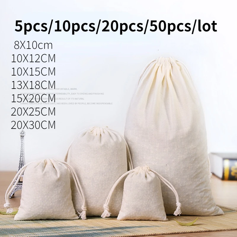 Sacs-de-Rangement-R-utilisables-en-Coton-Naturel-Poudres-Unies-Cadeau ...