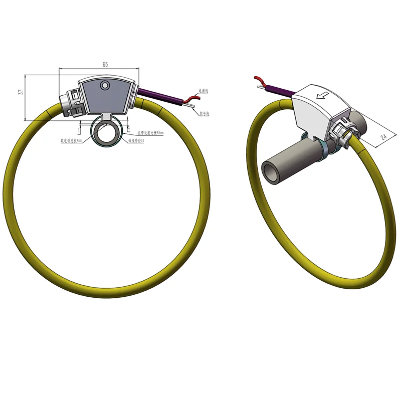 Flexible CT Current Clamp 100mV/kA Air-Cored Current Sensor Transformer ...