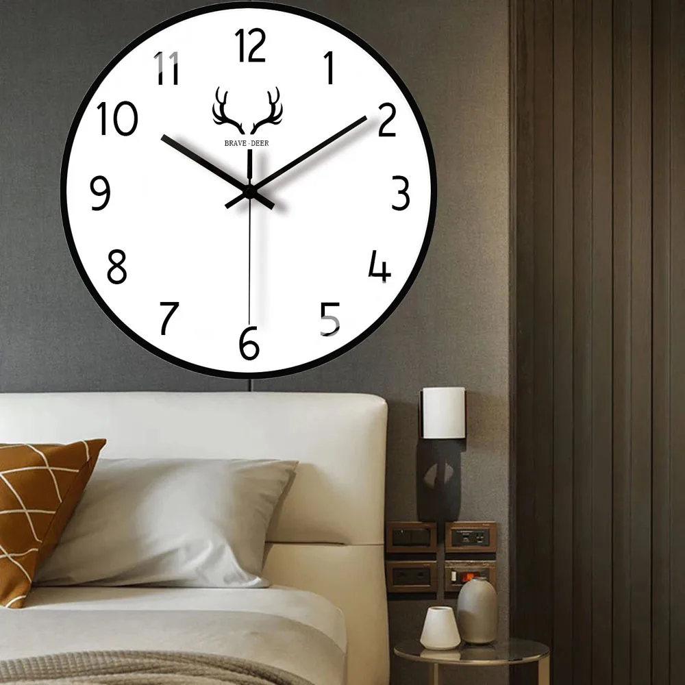 Classical-Style-Wall-Clock-Simple-Digital-Mute-Non-ticking-Wall-Clock ...