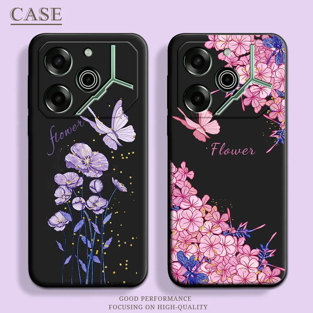 For Tecno Pova 6 Pro 5G LI9 Case Butterfly Soft Silicone TPU Cute ...