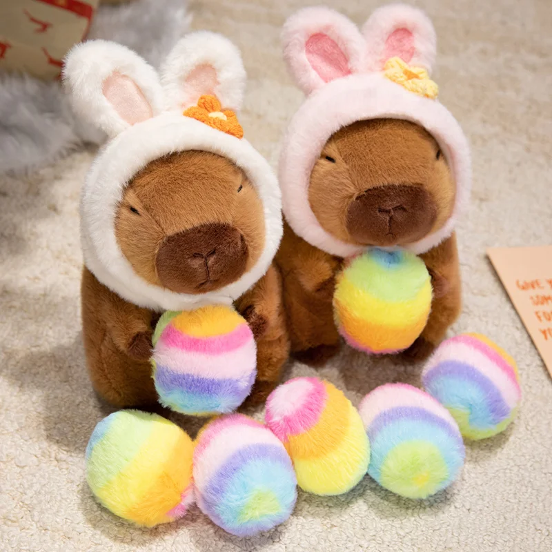 Easter Capibala Plush Toys Easter Hunny Hat Capibala Stuffed Plush Toy ...
