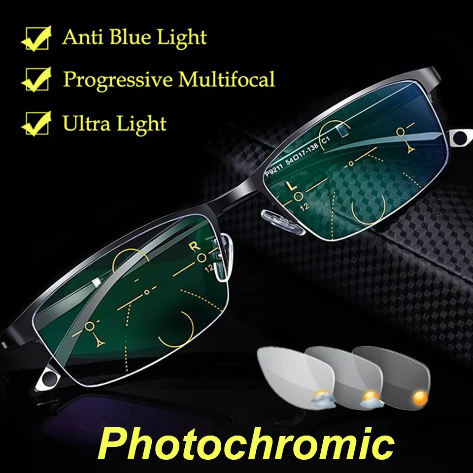 CLLOIO-Photochromic-Reading-Glasses-Men-Progressive-Multifocal-Anti ...