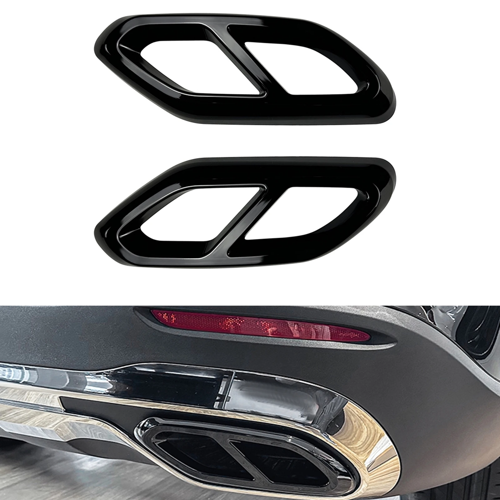 Rear-Bumper-Exhaust-Cover-Trim-Muffler-Quad-Tip-Air-Outlet-Vent-Frame ...