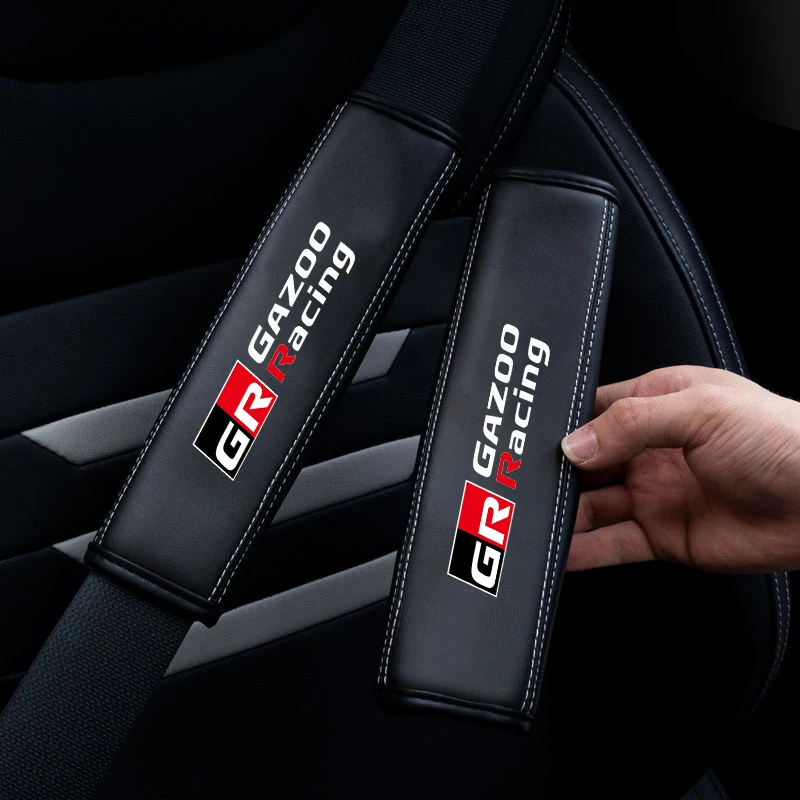 2Pcs-Leather-Car-Safety-Belt-Shoulder-Cover-Pads-for-Toyota-GR-GAZOO ...