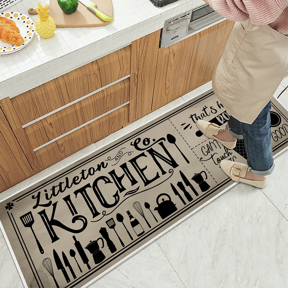 Creative Tableware Printed Kitchen Rug Bedroom Hallway Living Room Long ...