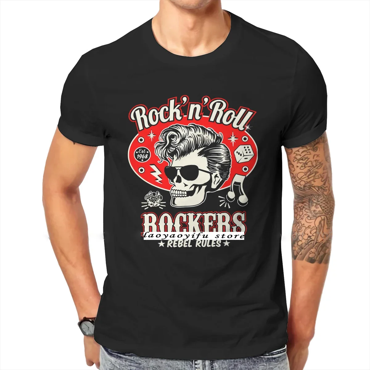 Gothic-Rockabilly-Rock-and-Roll-Creative-TShirt-Cool-Men-Skull-Dice ...