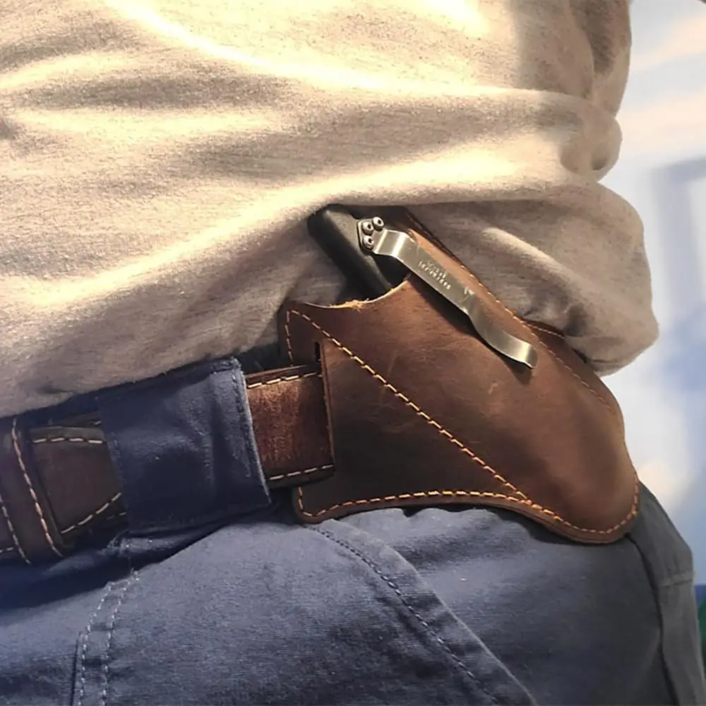 Genuine Leather Knife Sheath for Belt Pocket Folding Knife Holder ...