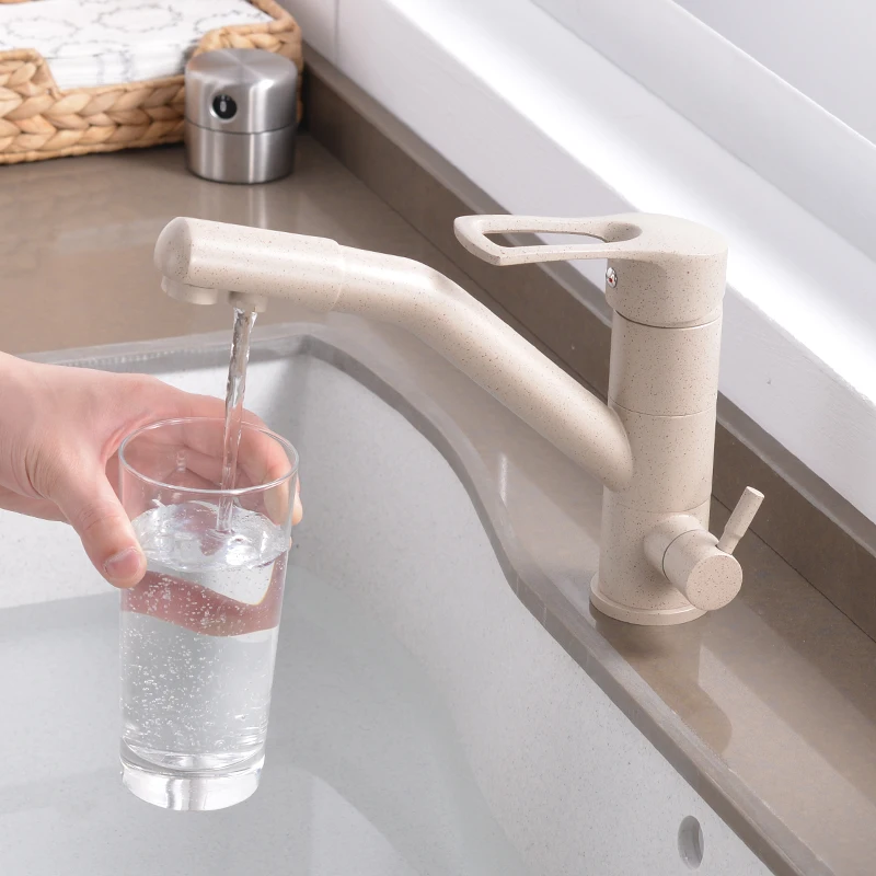 Kitchen-Faucet-Filter-Water-Swivel-Drinking-Faucet-Dual-Spout-Purifier ...