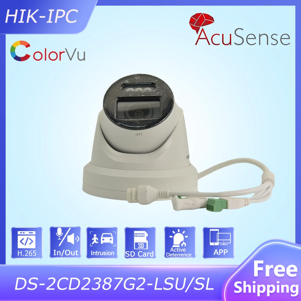 Hikvision 8mp Colorvu Acusense Turret Ip Camera Ds-2cd2387g2-lsu/sl Strobe Light And Audible ...