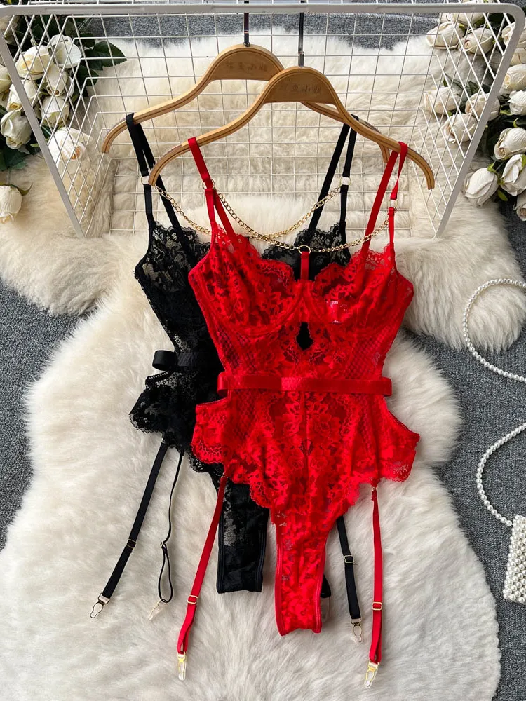 Foamlina-bodysuits-sexy-de-malha-transparente-de-renda-feminina-preto ...