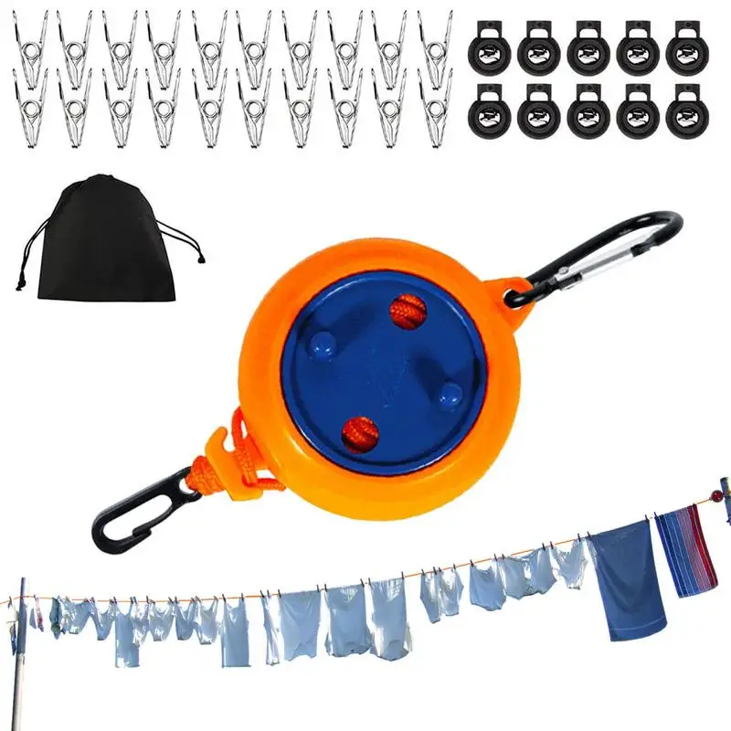 10M-Retractable-Clothesline-Set-Washing-Line-Outdoor-Camping-Portable ...