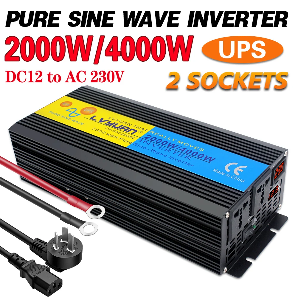 Fuente de alimentación inconmutable de 2000W/4000W, inversor de potencia de onda sinusoidal pura ...