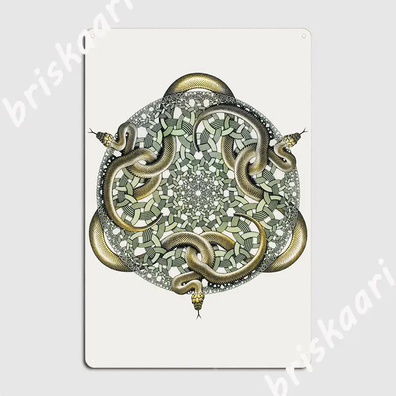 Escher Snakes Poster Metal Plaque Club Party Printing Mural Plaques Tin ...