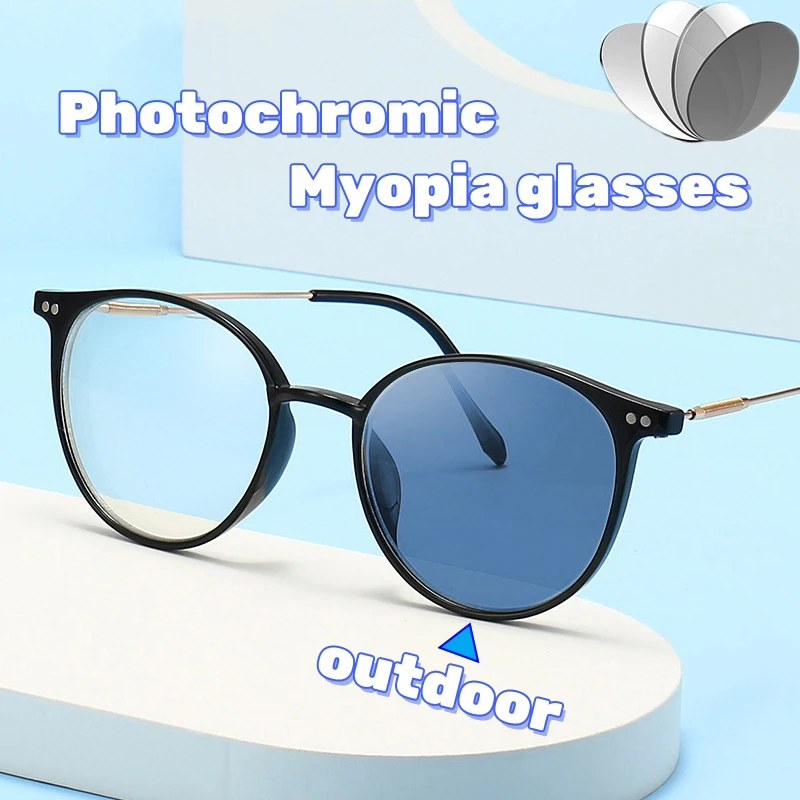 Outdoor-Color-Changing-Myopia-Eyeglasses-Unisex-Oval-Photochromic ...