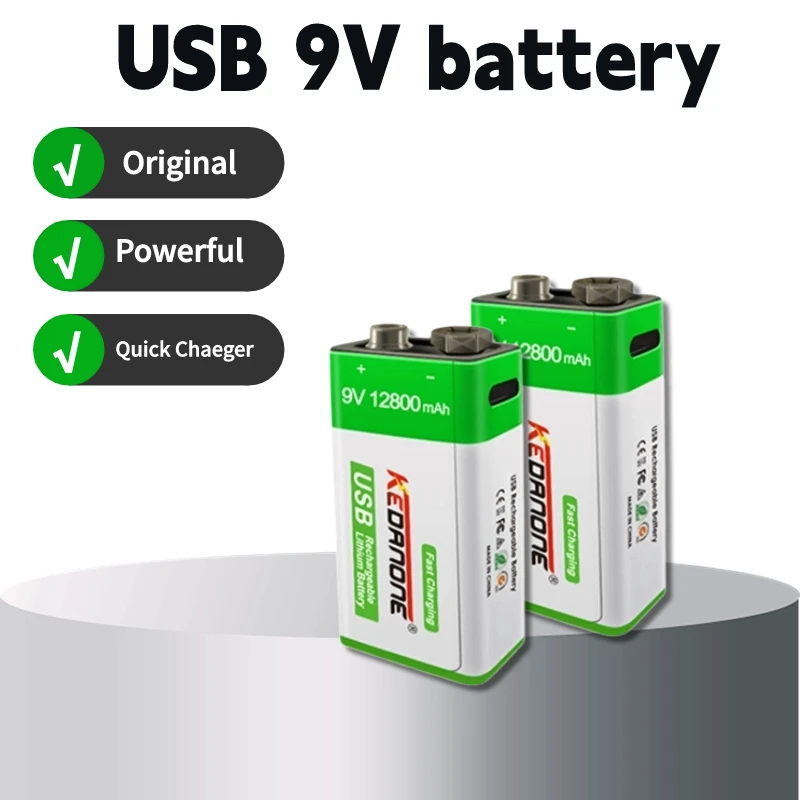 USB-9V-Rechargeable-Battery-12800mAh-6F22-Micro-USB-9v-Li-ion-Lithium ...