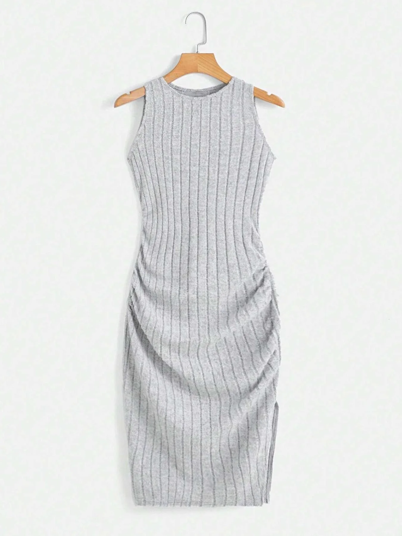 Fashionable-Women-s-Solid-Color-Dress-Casual-Slim-Fit-Pleated-Knitted ...