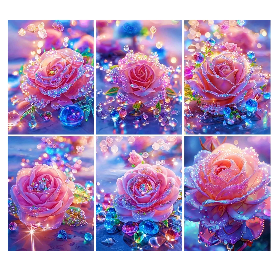 Fullcang-Diy-Diamond-Painting-Complete-Kits-New-Collection-Pink-Roses ...