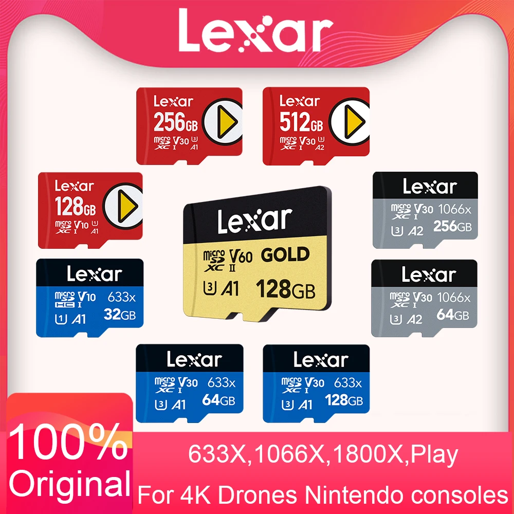 Lexar-Play-Micro-SD-Card-1800X-633X-1066X-TF-Memory-Cards-UHS-I-A1-V30 ...