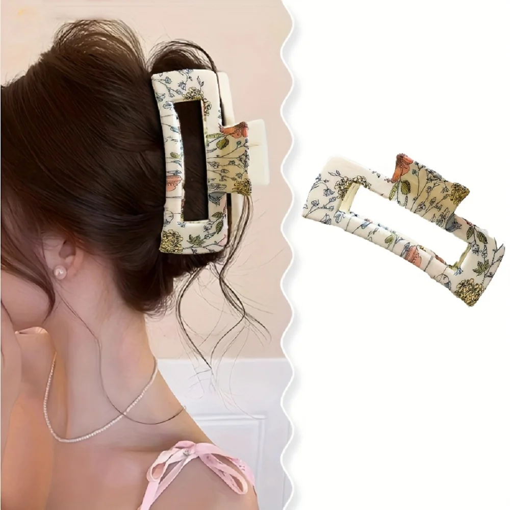 1Pc retro artistic style block clip hair clip UV printed forest style ...