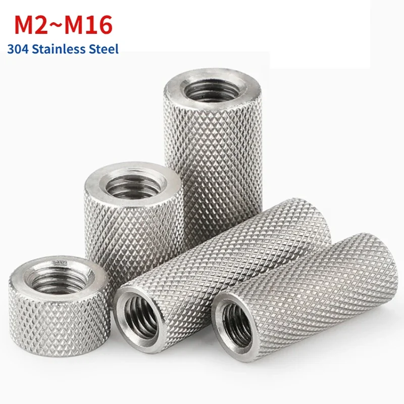 304-Stainless-Steel-Extended-Cylindrical-Flat-Head-Knurled-Hand-Screw ...
