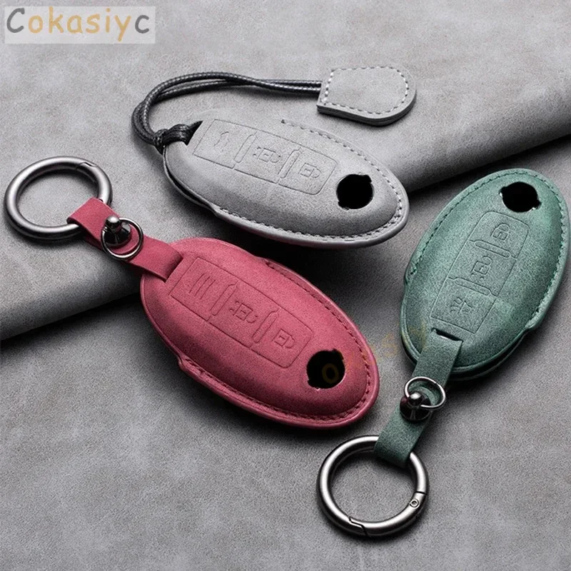Leather Car Key Case Cover Shell For Nissan Cube Juke Versa Note X ...