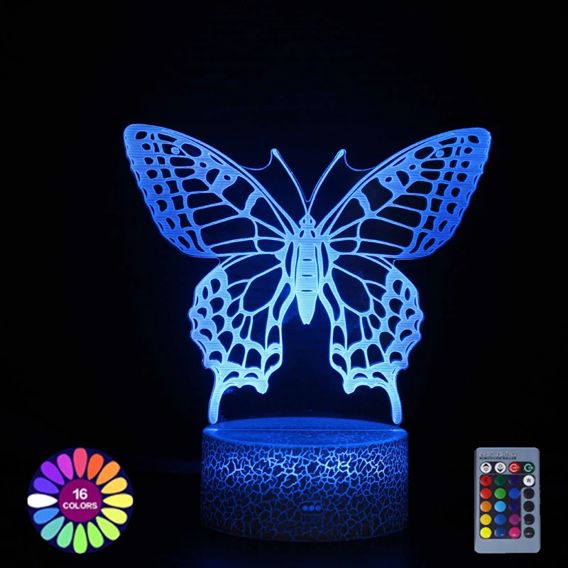 Butterfly-3D-Illusion-Lamp-16-Colors-with-Remote-Control-Creative-LED ...