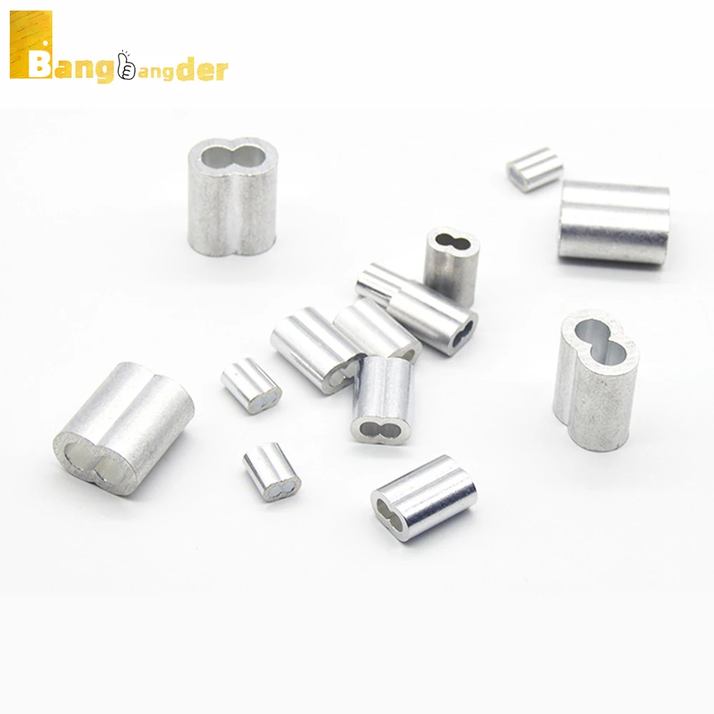 10-20-50PCS-Aluminum-Crimping-Loop-Sleeve-Wire-Rope-Ferrule-Double-Hole ...