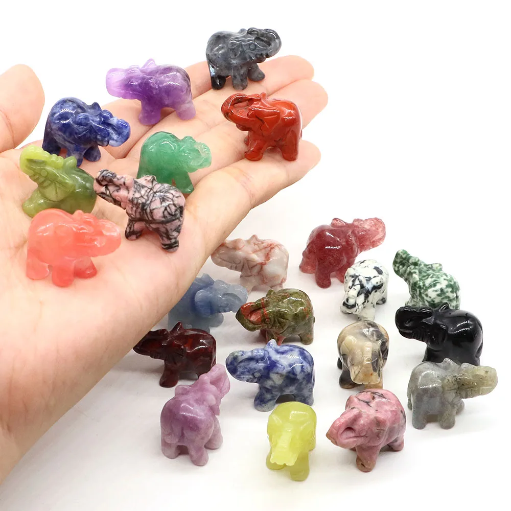 1" Mini Elephant Statue Natural Stone Healing Crystal Amethyst Quartz ...