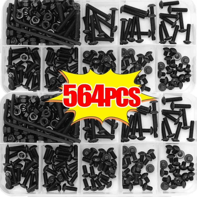 M3-Black-Steel-Socket-Head-Hex-Round-Cap-Screws-Set-Nut-Assortment-Kit ...