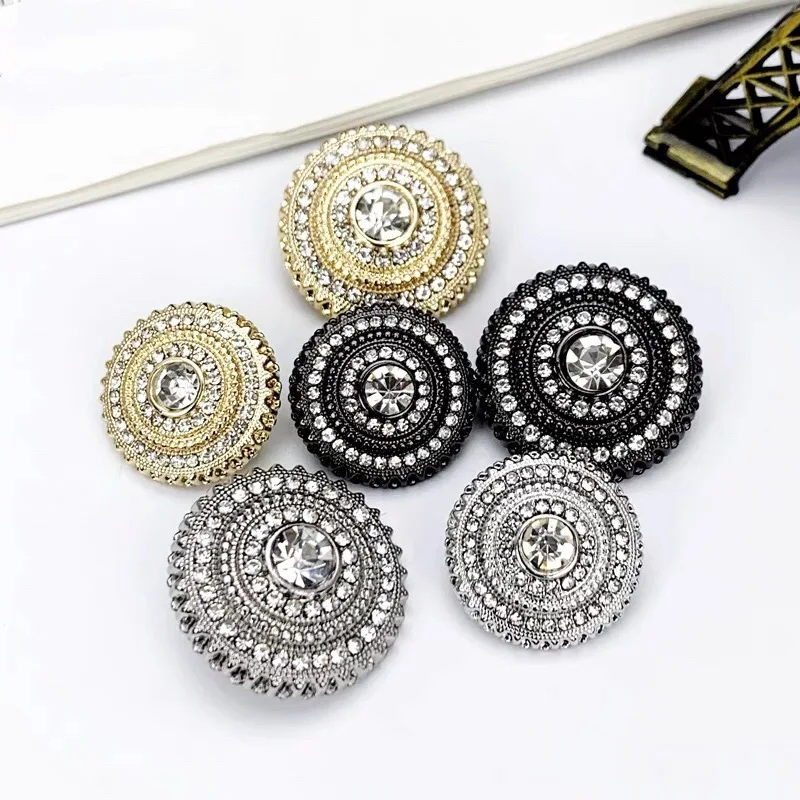 6PCS-Rhinestone-Round-Metal-Buttons-Handmade-Diamond-Button-DIY ...