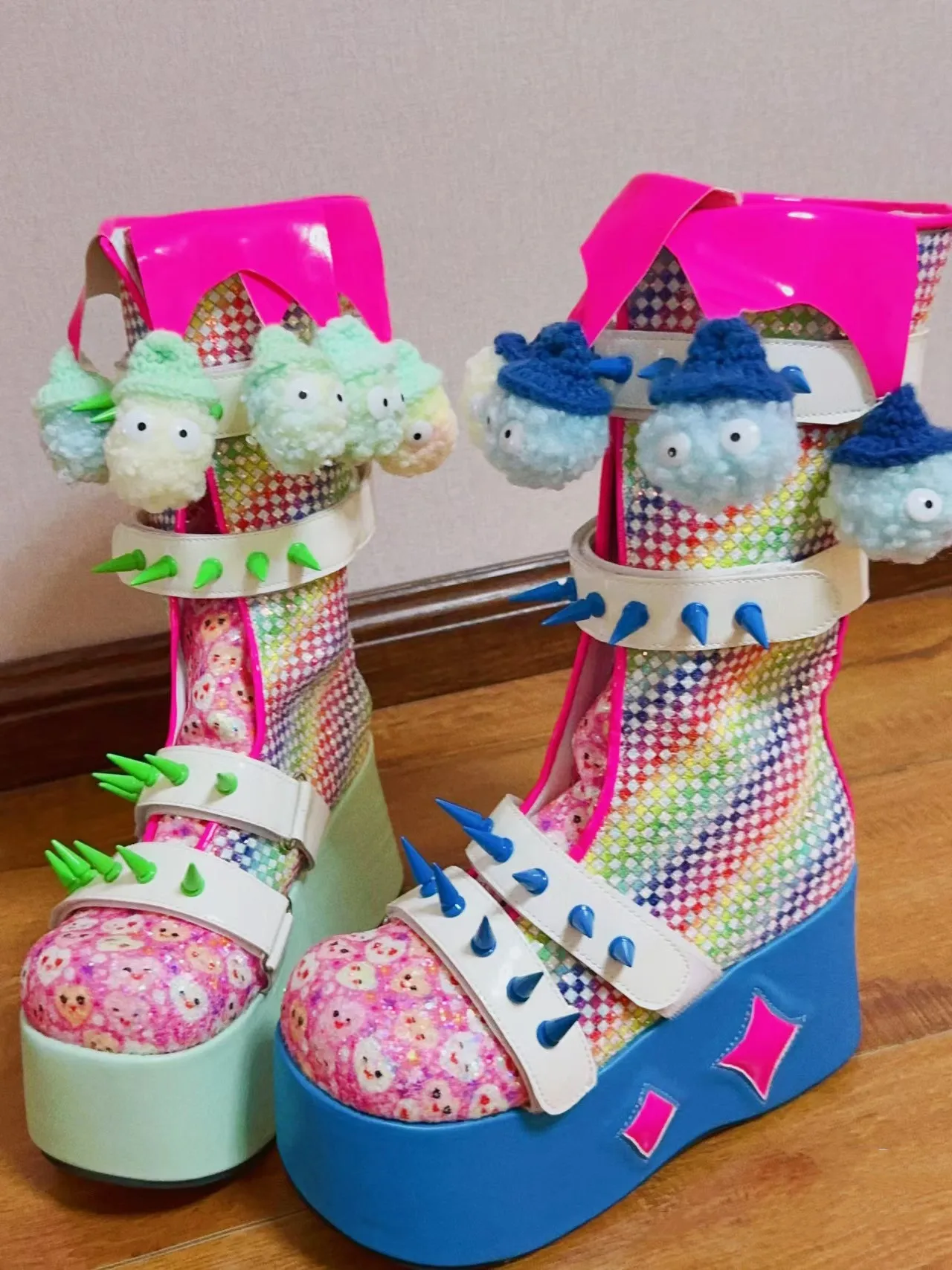 Women-rivet-cartoon-clown-thick-sole-Boots-woman-high-wedges-Heels ...