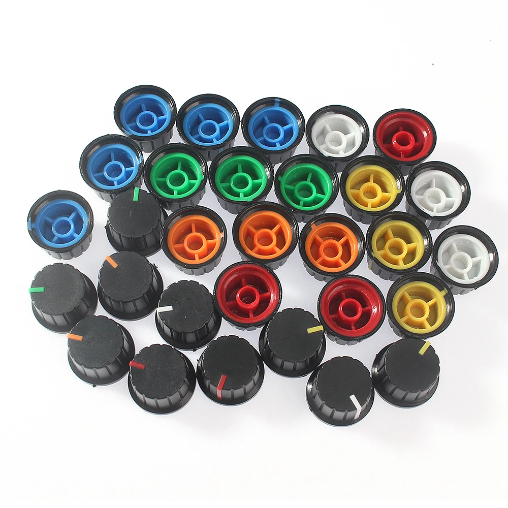 30PCS-Lot-24x15mm-WH148-Rotary-Potentiometer-Knob-Cap-6-Color-Plastic ...