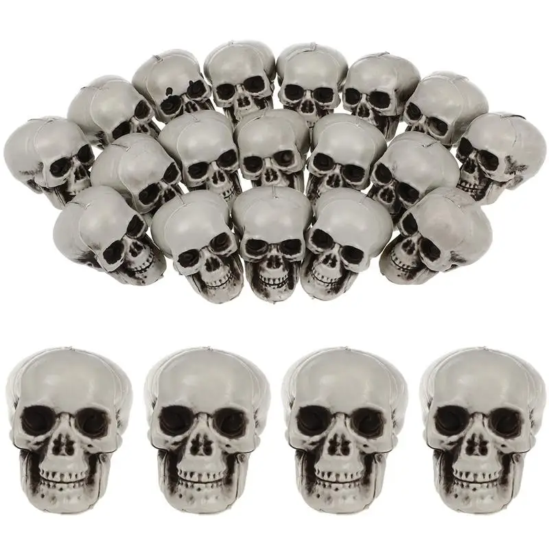 18pcs-Mini-Plastic-Skull-Head-Terrifying-Skeleton-Ornament-Halloween ...