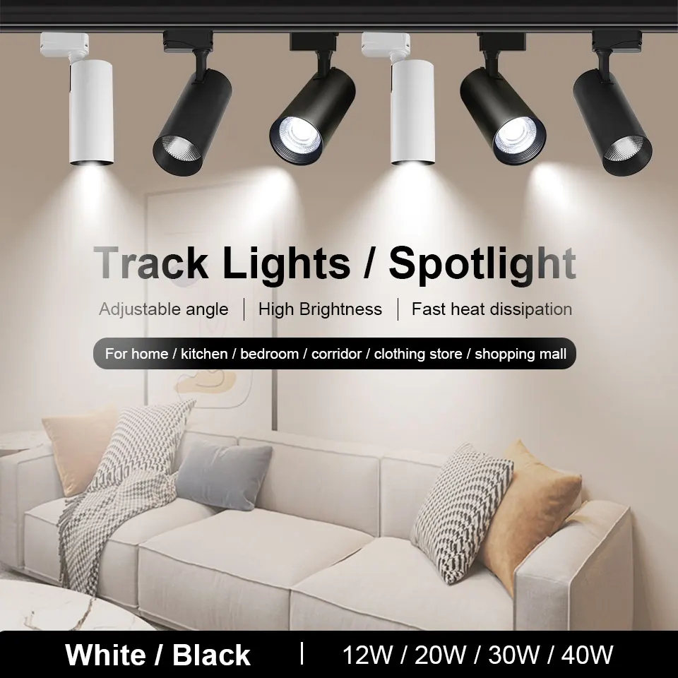 One Set Led Track Light 220v Cob Ceiling Spot Light Wall Lamp 12/20/30 ...