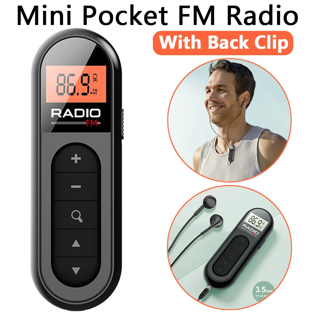 2024-New-Mini-FM-Radio-Portable-Pocket-Radio-w-LCD-Display-Rechargeable ...