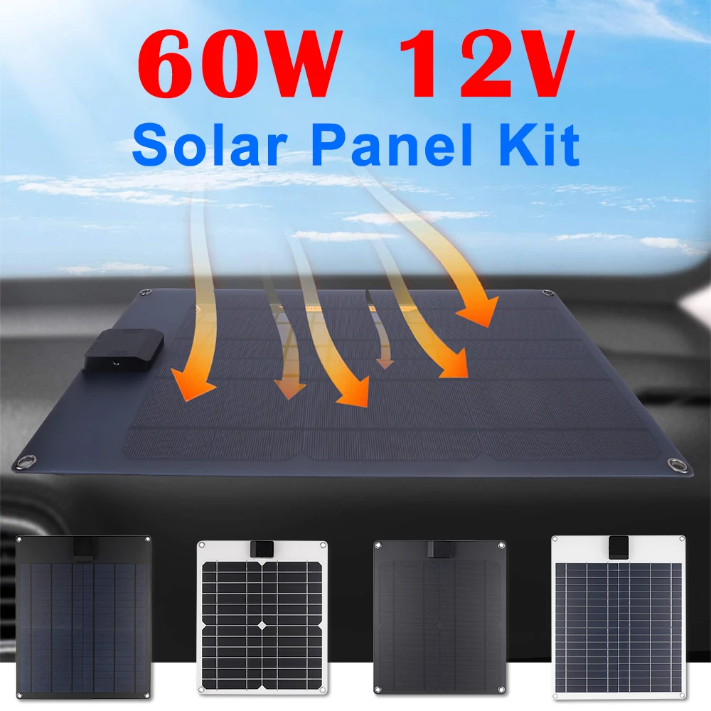 60W-12V-Solar-Panel-Battery-Charger-Kit-USB-QC3-0-Fast-Charging-with ...
