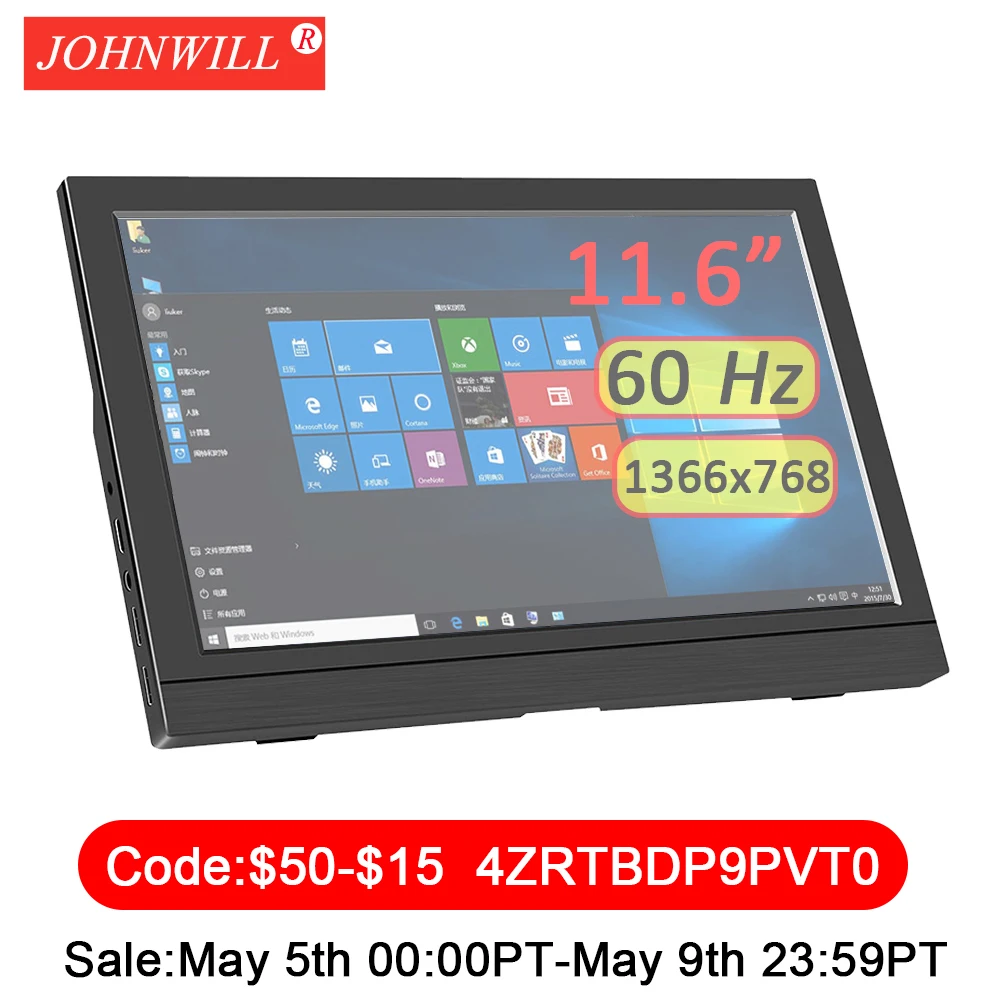 Monitor potável 11.6 Polegada 1366x768 60Hz Monitor secundário com ...