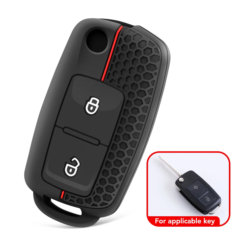 2-Buttons-Silicone-Flip-Rubber-Car-Key-Cover-Case-For-VW-Volkswagen ...