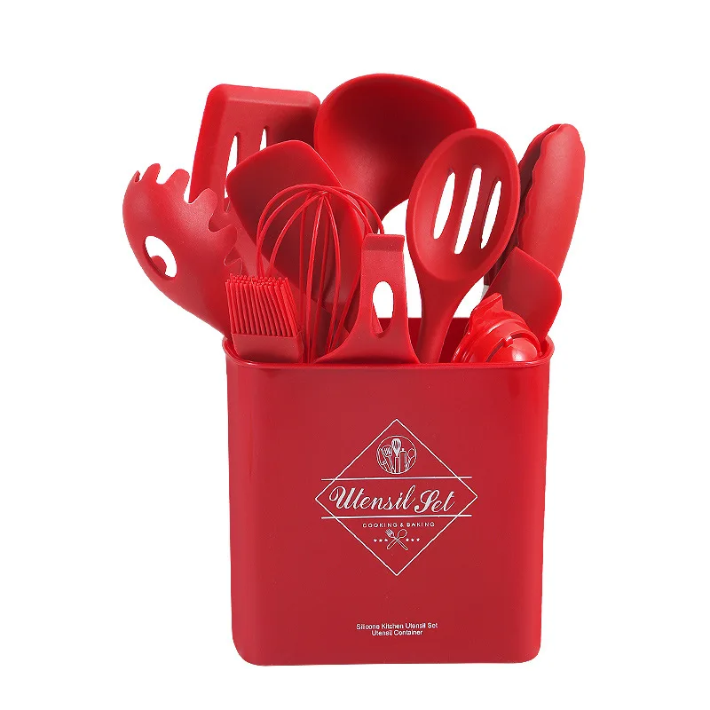 Silicone-Kitchen-Ware-Set-with-Wooden-Handle-High-Quality-Non-stick ...
