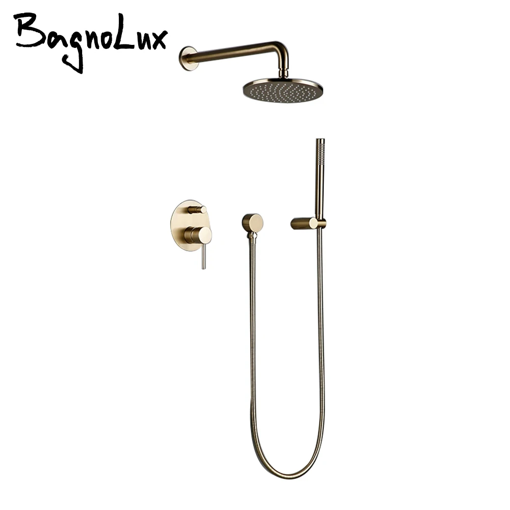 Thermostatic Shower Mixer Faucet | Brushed Gold Shower System Set ...