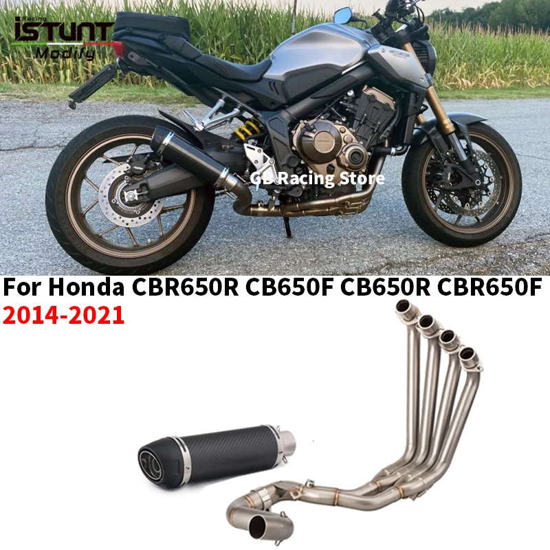 Motorcycle-Full-Systems-Exhaust-Carbon-Fiber-Muffler-Front-Link-Pipe ...