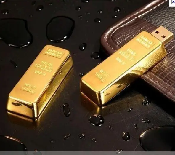 golden usb flash drive Metal pen drive 4GB 8GB 16GB 32GB 64GB Gold Bar ...