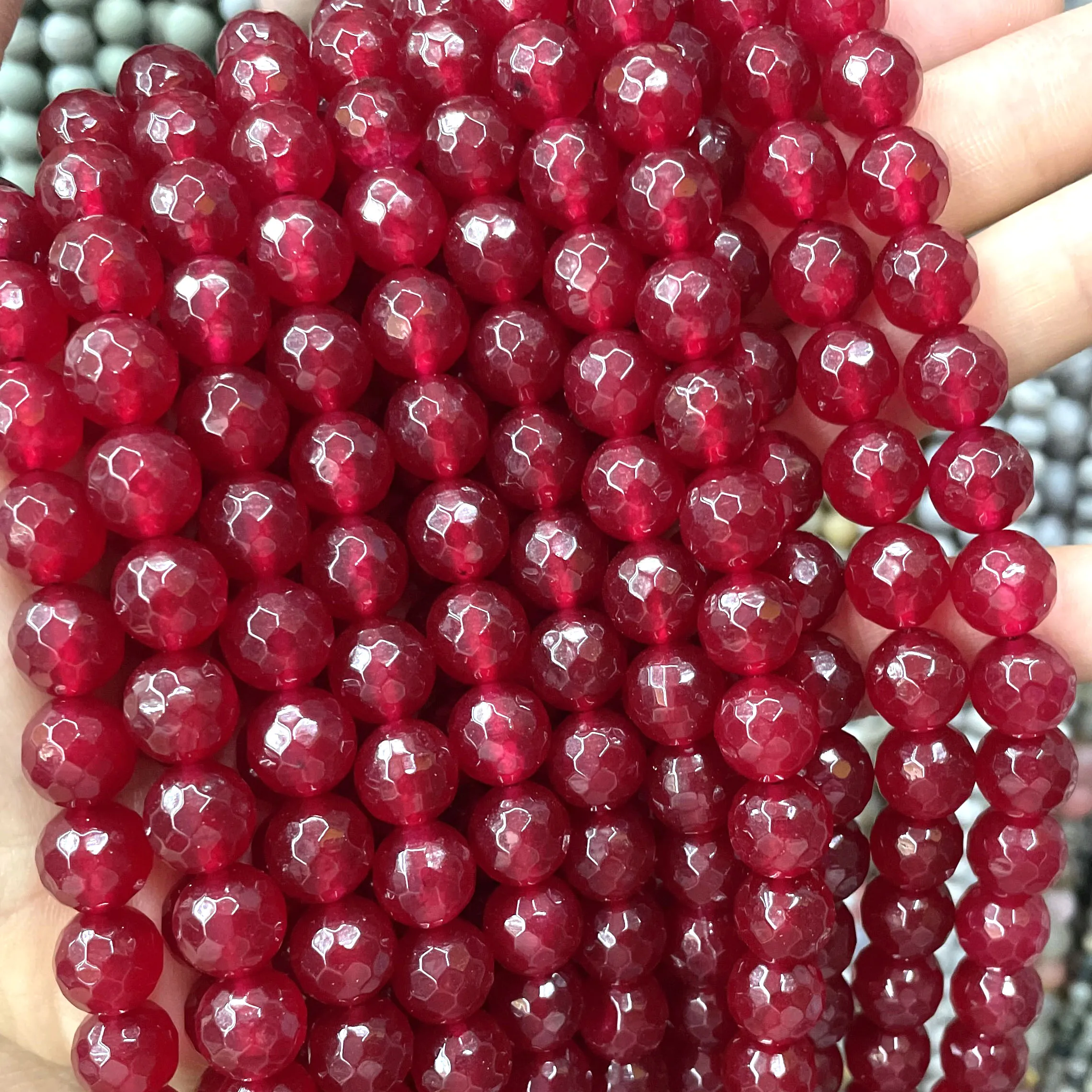 6-8-10MM-Natural-Stone-Faceted-Ruby-Red-Chalcedony-Jades-Round-Spacer ...
