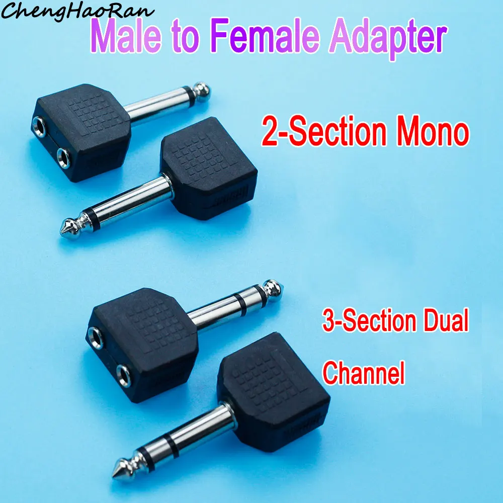 1-2-pcs-2Pole-Mono-3pole-dual-channel-Plug-Jack-Adapter-6-35-Male-to ...